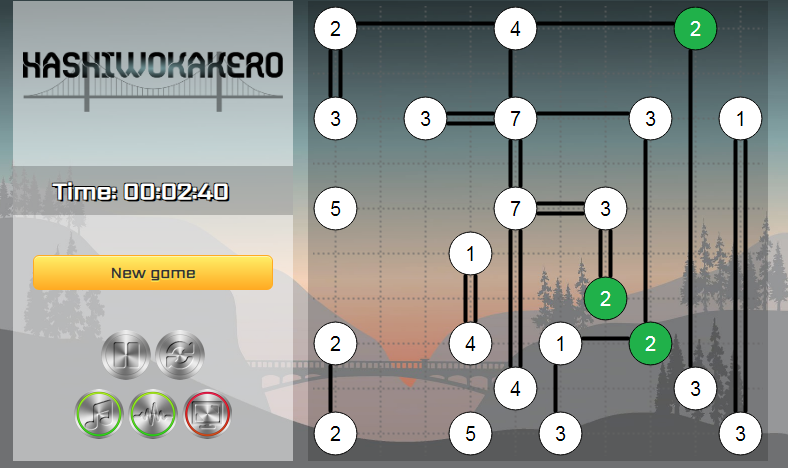 Hashiwokakero - Amazing puzzle HTML5 games - DSS Games online
