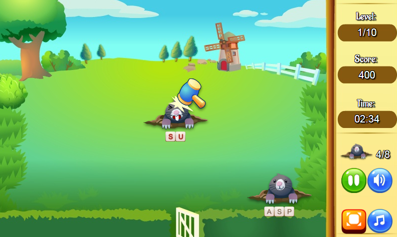 Whack moles - Amazing HTML5 Word Games - DSS Games online